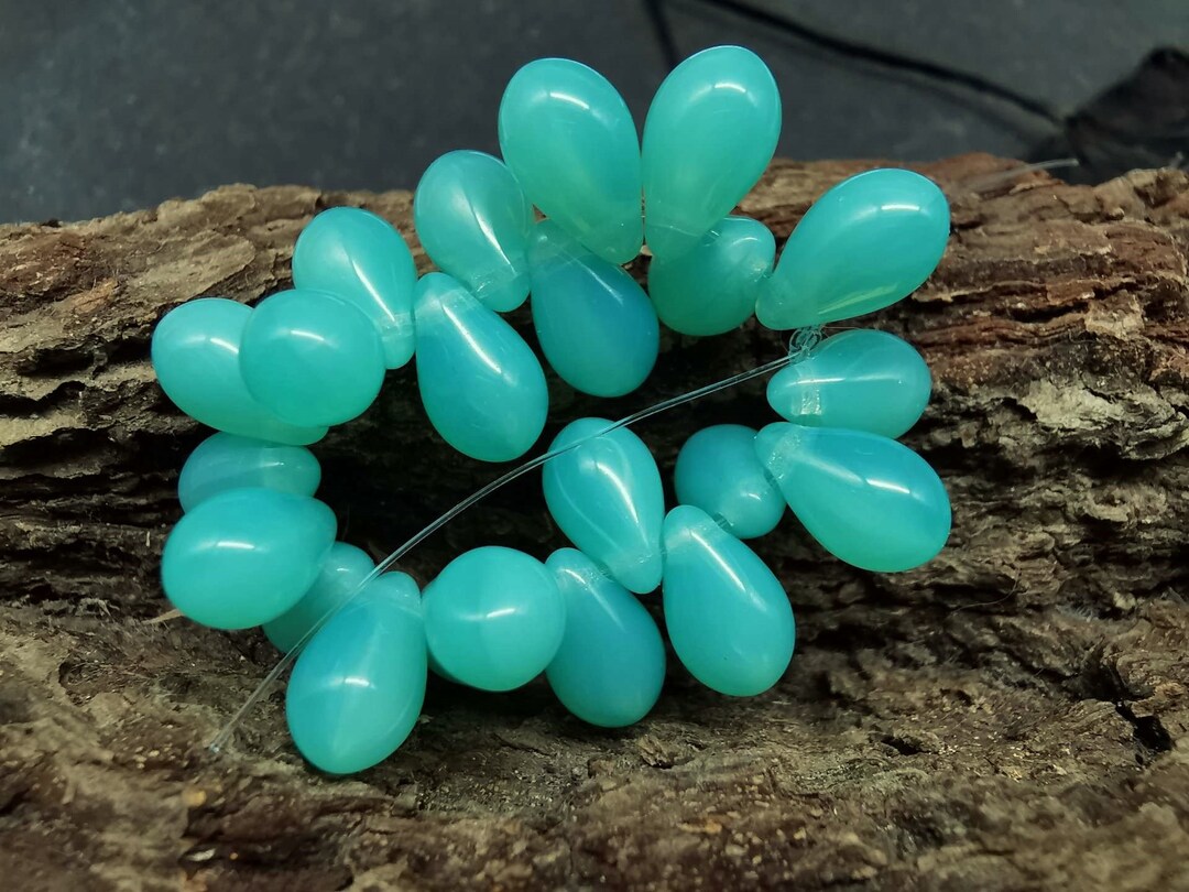 15 Drops 9 X 6 Mm Pear Tear Drop Aqua Green Opal Translucent Bohemian ...