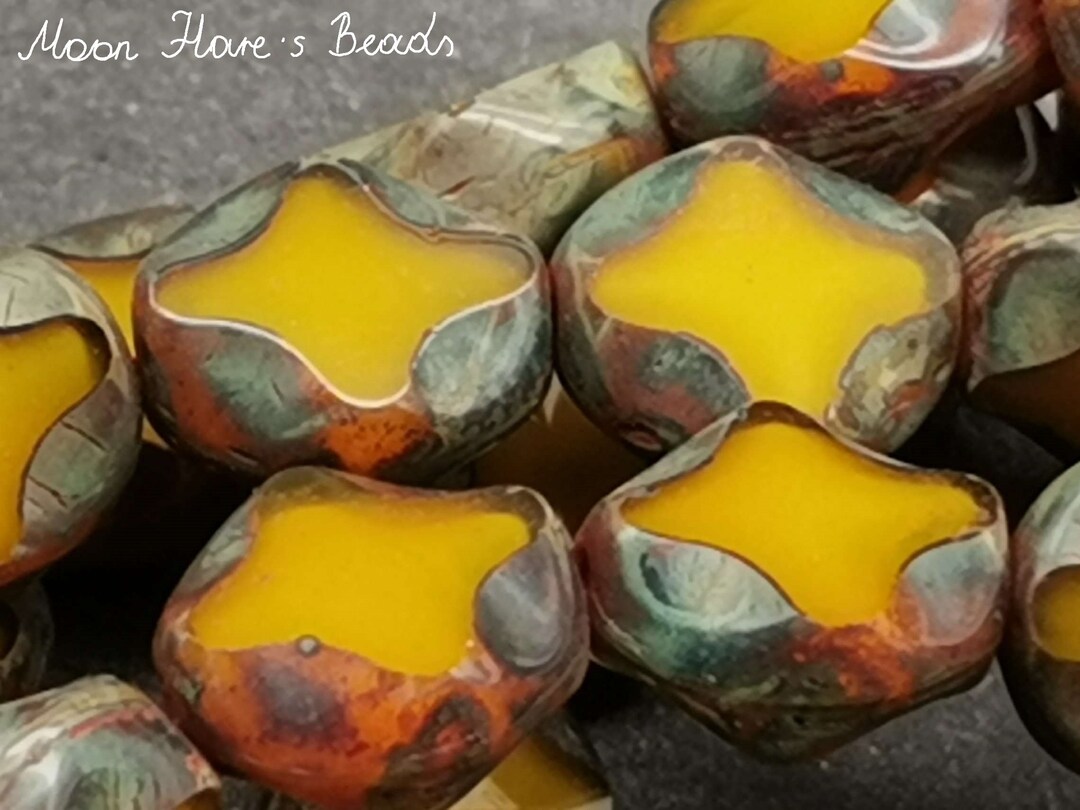 10 Ovals With Rhombus 9 X 8 Mm Table Cut Yellow Opal With Picasso ...