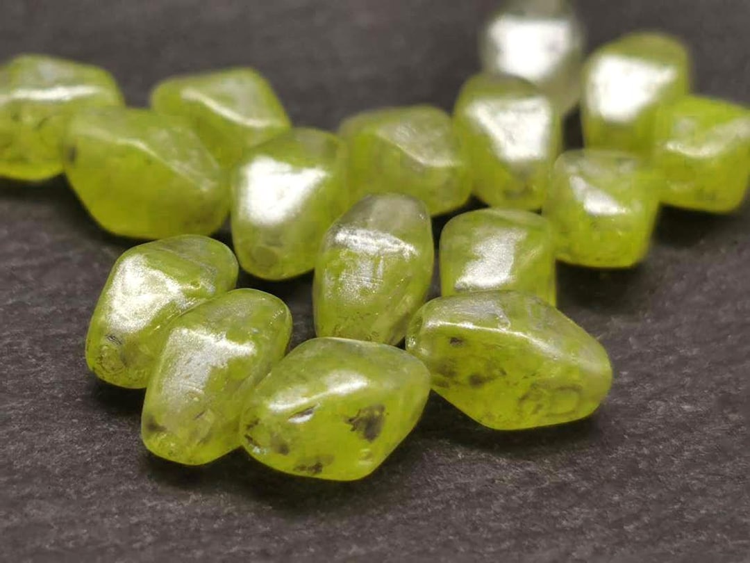 25 Long BICONE 8 X 6 Mm - New Shape - Chartreuse + Crystal With Antique ...