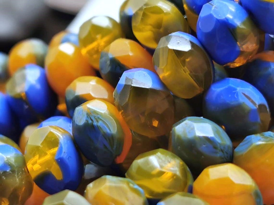 6 or 12 Bohemian Glass Beads 6 X 9 Mm - Fire-polished Rondelles - Amber ...