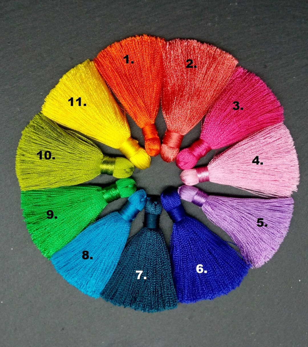 Elegant Silky Rayon Tassels 5.5 Cm Medium Thick 11 Colors to Choose ...