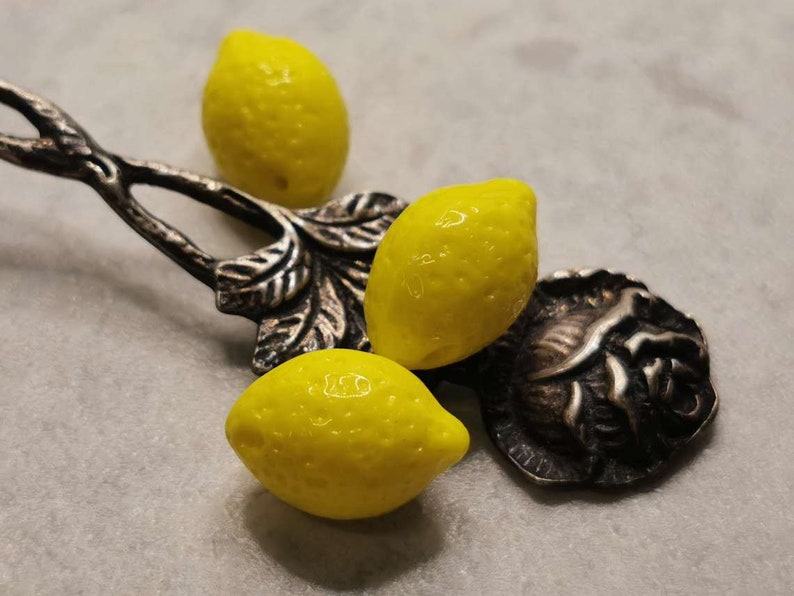 8 Bohemian LEMONS 14 X 10 Mm - Opaque Yellow - Lemon Beads - Drilled at ...