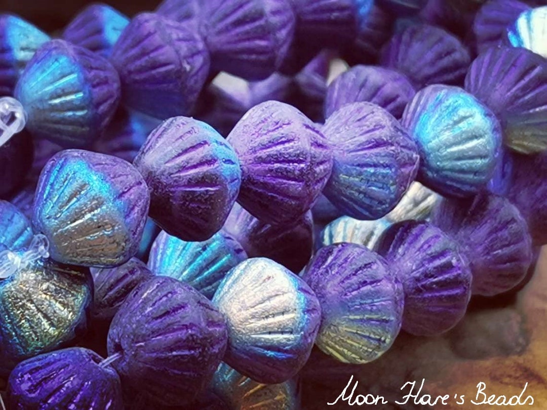 4 Baroque Double Cone 11 Mm Tribal Bicone Bohemian Glass Beads Grooved ...