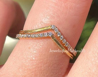 Double Chevron Wedding Band - Etsy