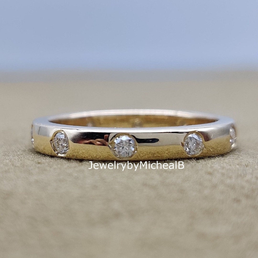 Antique Flush Set Round Cut Full Eternity Moissanite Engagement Ring ...