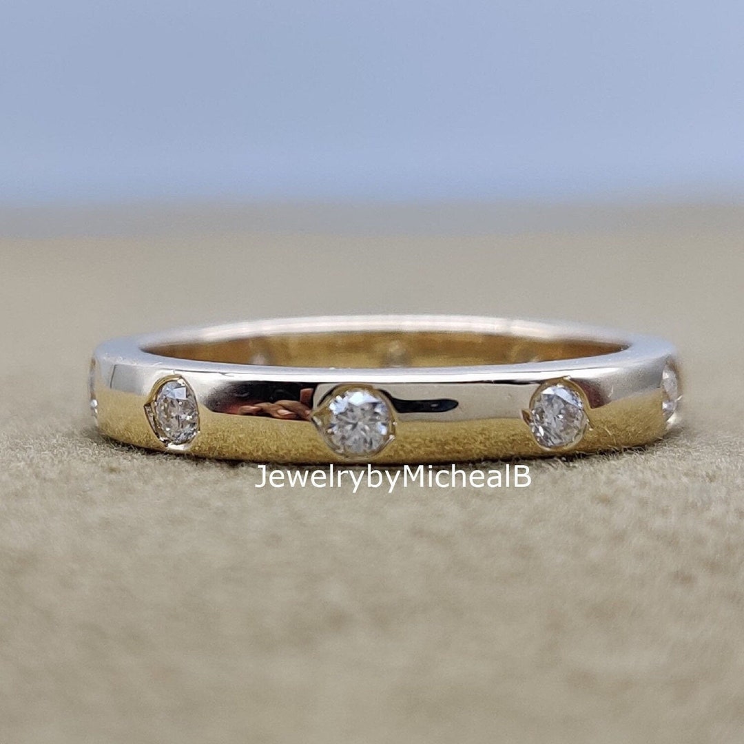 Flush Set Eternity Band, 1.5 Mm Round Cut Moissanite, 14K White Gold ...