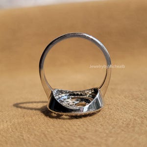 OM Diamond Ring, Round Cut Moissanite Halo Ring, 14K White Gold ...