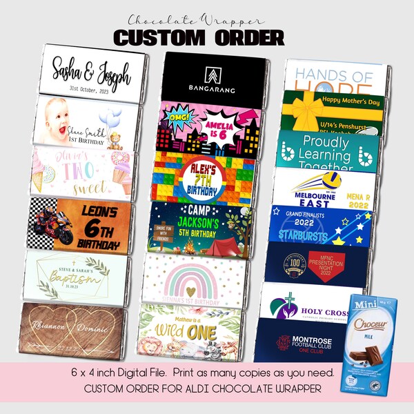 Aldi Chocolate Wrapper Template - Etsy Australia