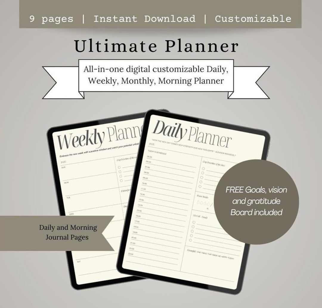 Ultimate Editable Planner Template | Daily, Weekly, Morning Planner ...