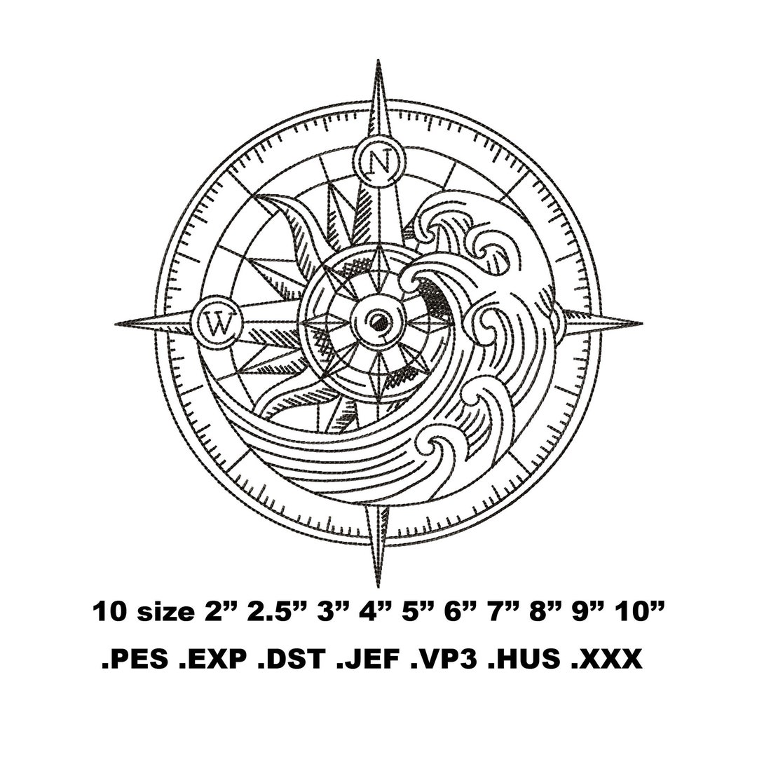 Exquisite Compass Sea Theme Embroidery Design - Perfect for Digital ...