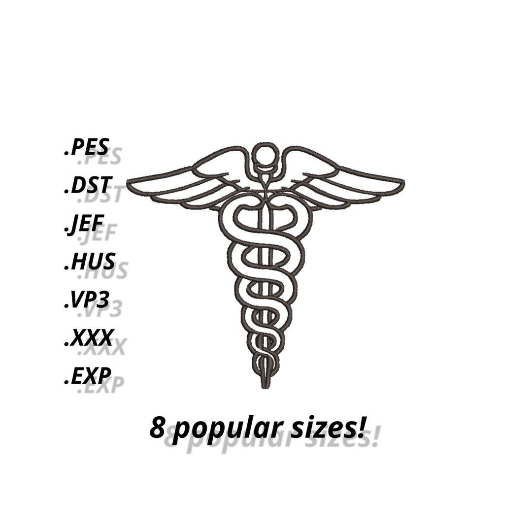 Medical Symbol Embroidery Design: Caduceus, 10 Sizes (digital Download ...