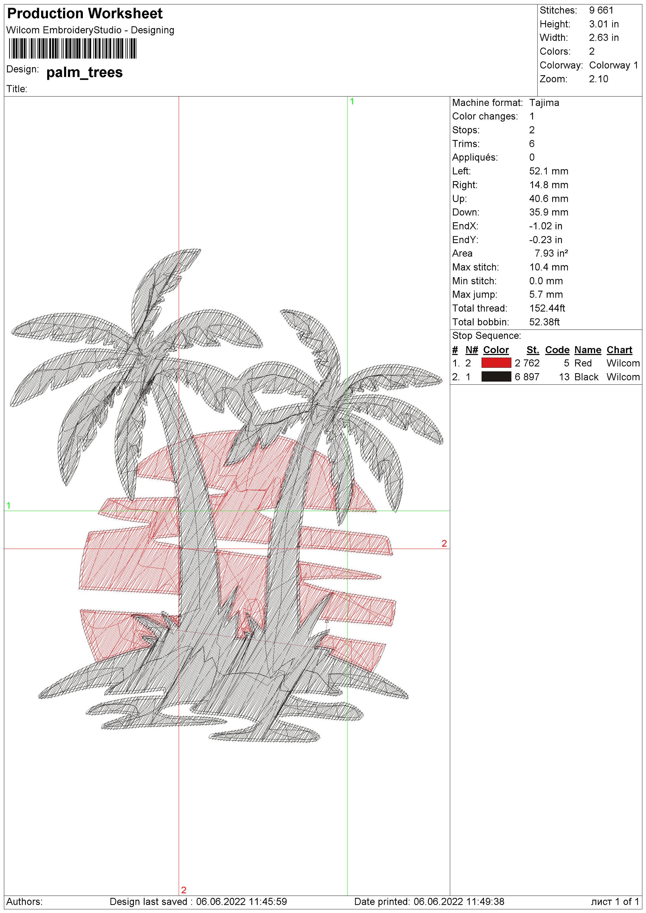 Palm Trees Embroidery Designs . Files With Design for - Etsy