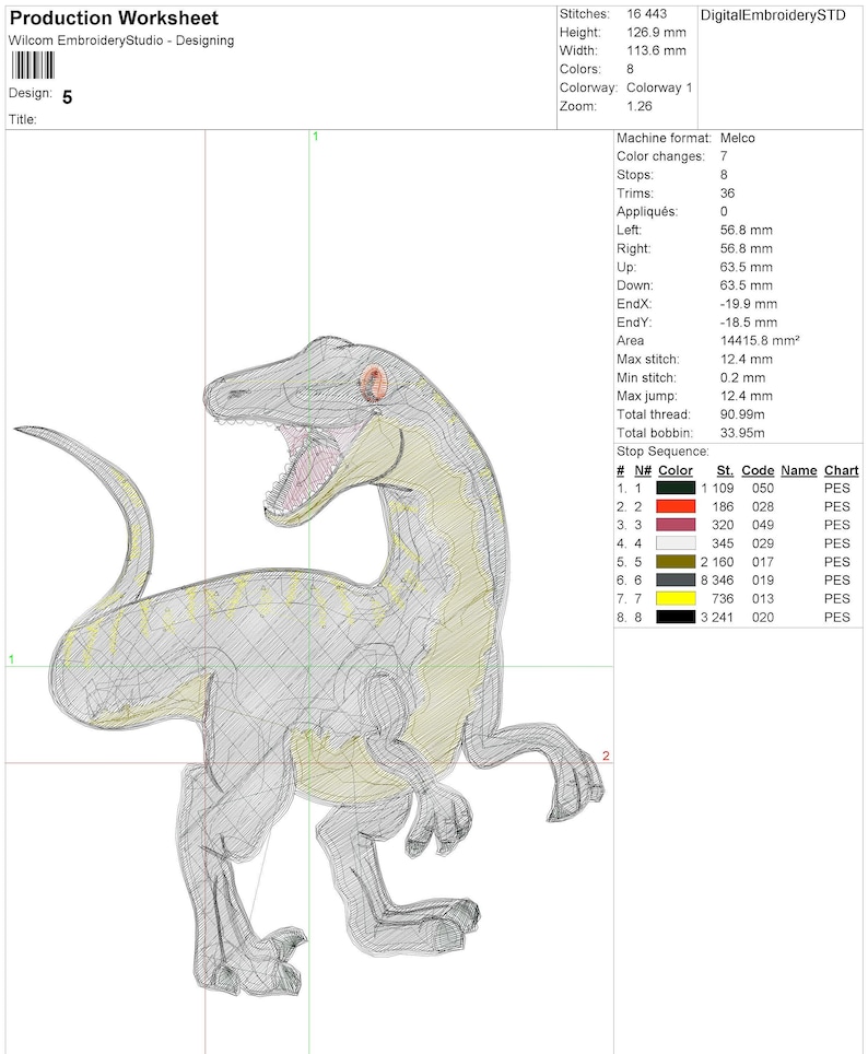 Raptor Dinosaur Machine Embroidery Design. Digital Embroidery - Etsy