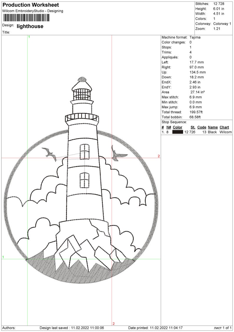 Lighthouse Embroidery Design. Files With Design for Machine - Etsy