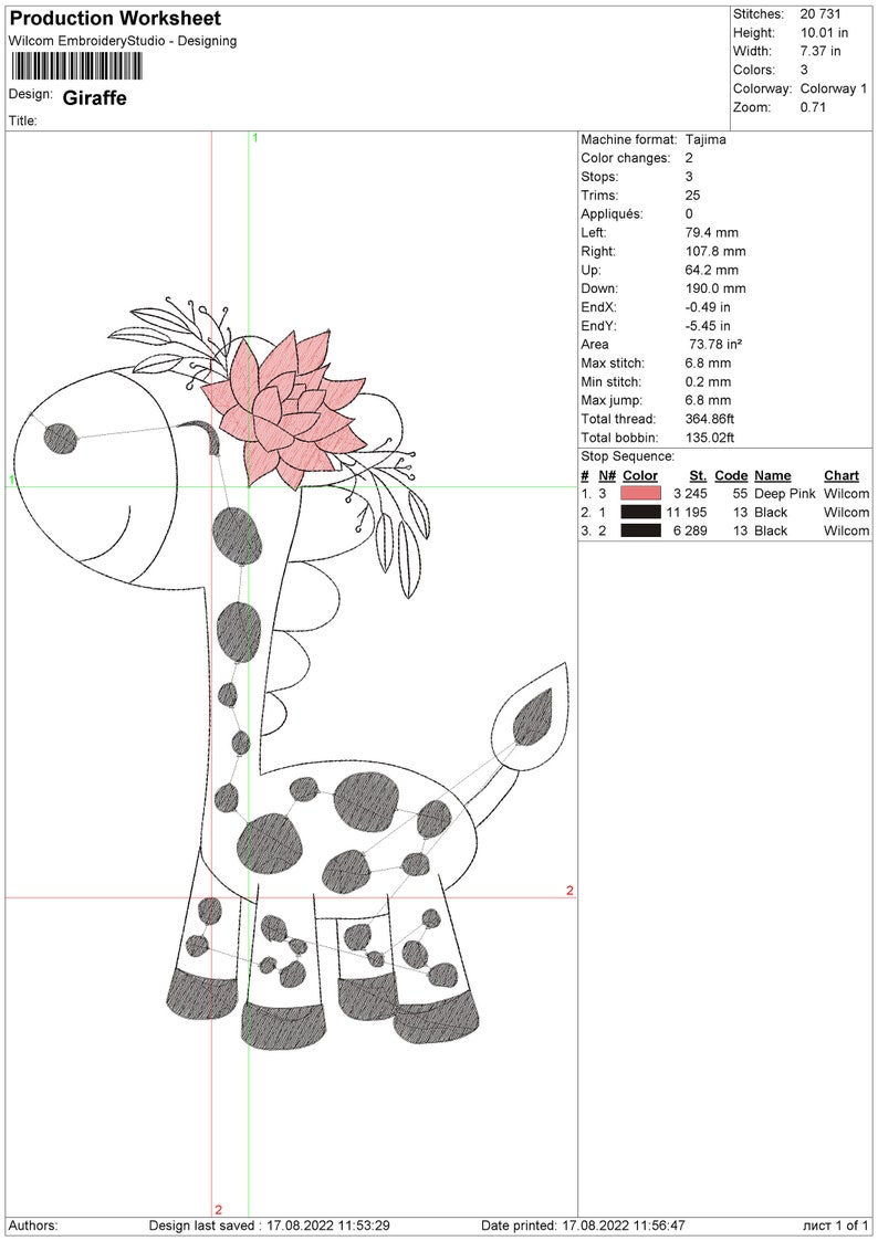Cute Giraffe Machine Embroidery Design. Format Pes Vp3 Jef - Etsy