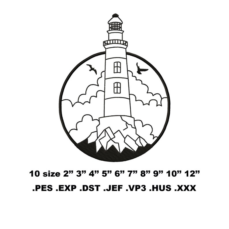Lighthouse Embroidery Design. Files With Design for Machine - Etsy