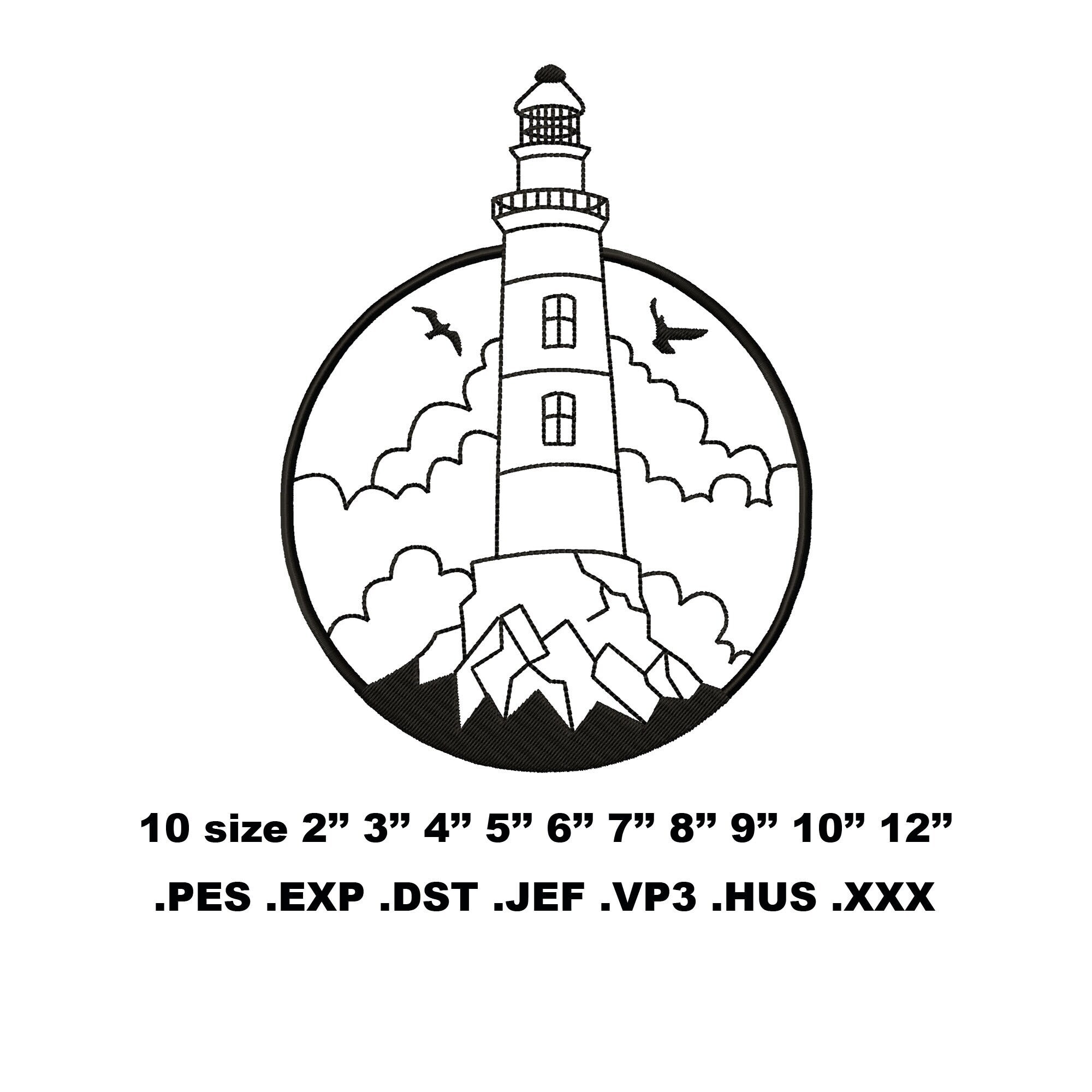 Lighthouse Embroidery Design. Files With Design for Machine - Etsy