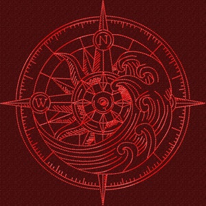 Exquisite Compass Sea Theme Embroidery Design - Perfect for Digital ...