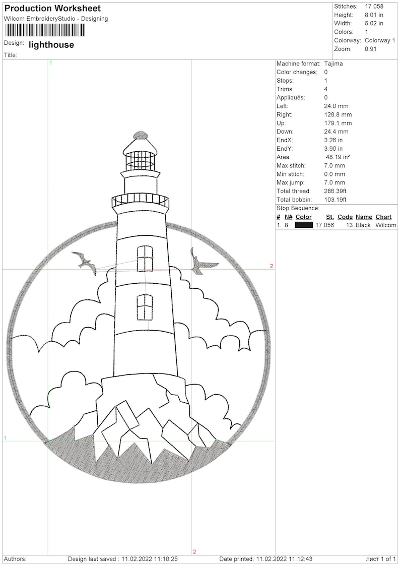 Lighthouse Embroidery Design. Files With Design for Machine - Etsy