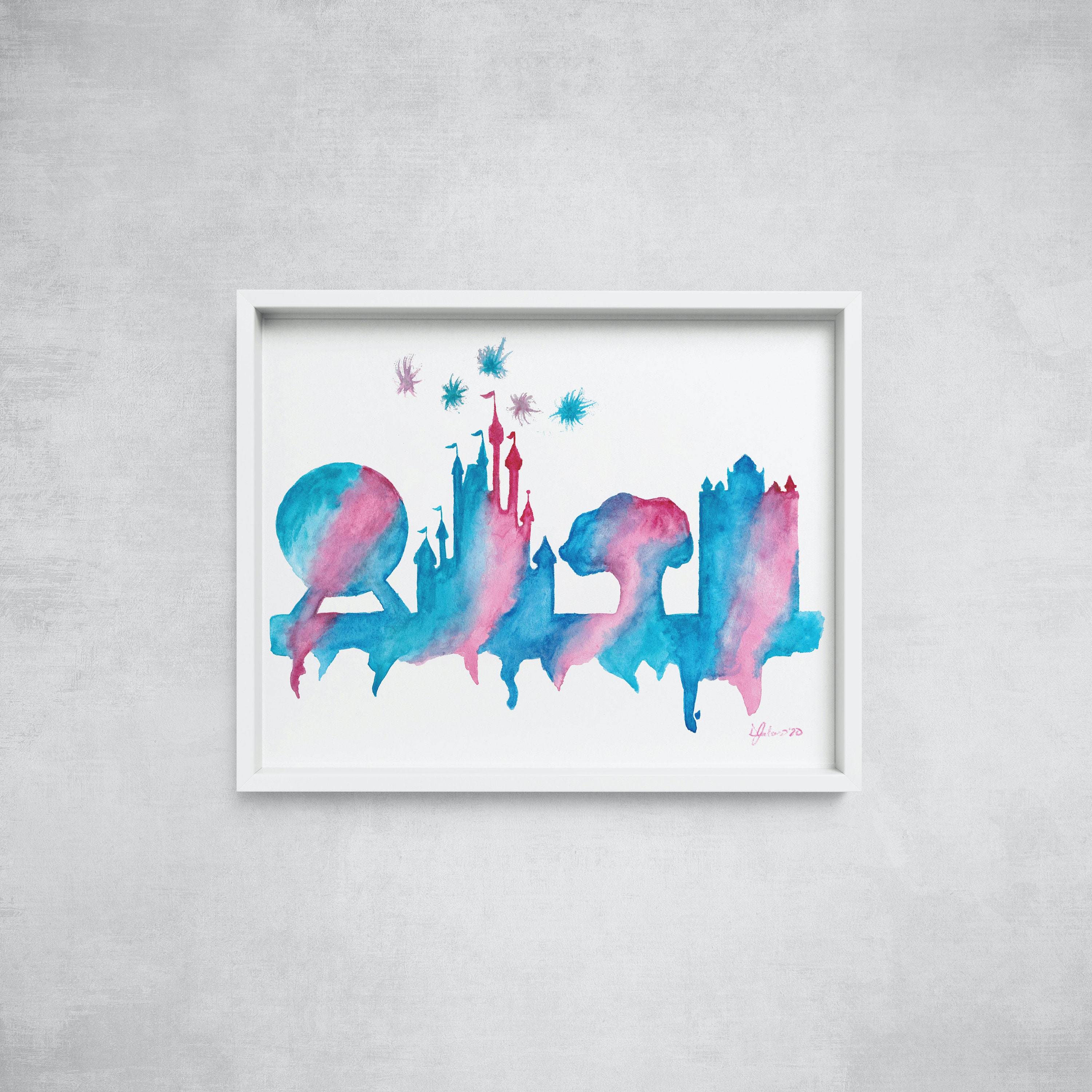 Walt Disney World Skyline Art 9x12 Watercolor Print - Etsy