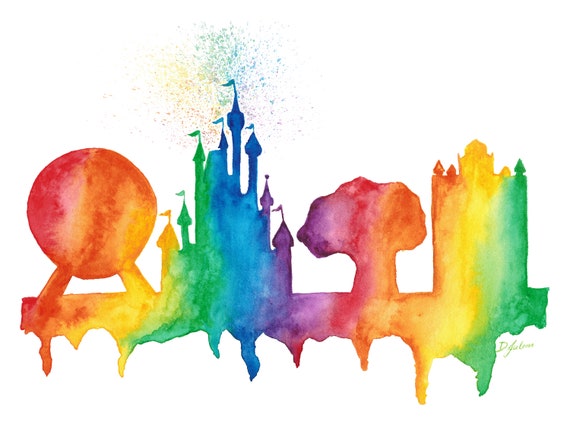 Walt Disney World Skyline Art 9x12 Watercolor Print | Etsy