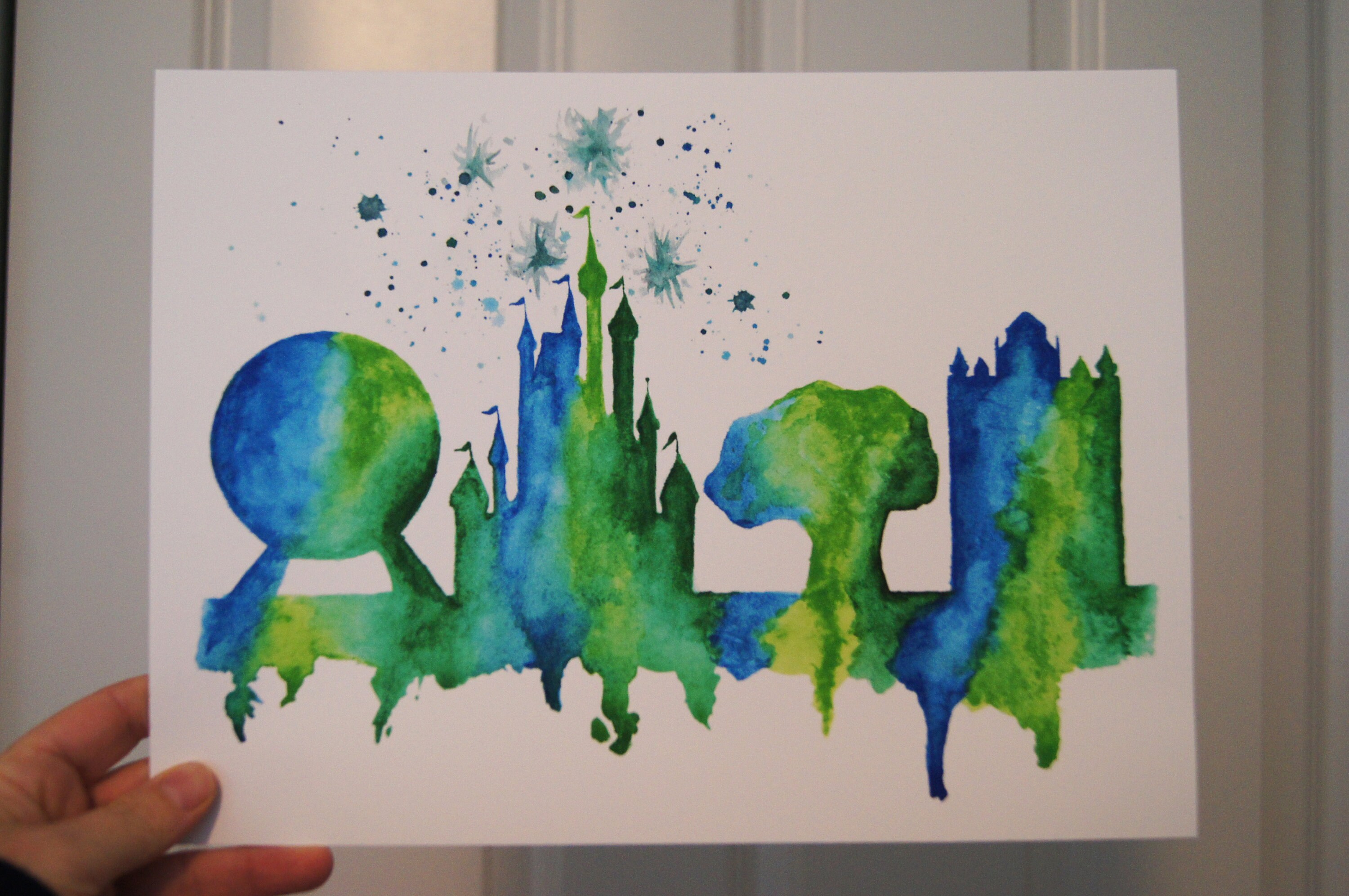 Walt Disney World Skyline Art 9x12 Watercolor Print - Etsy UK