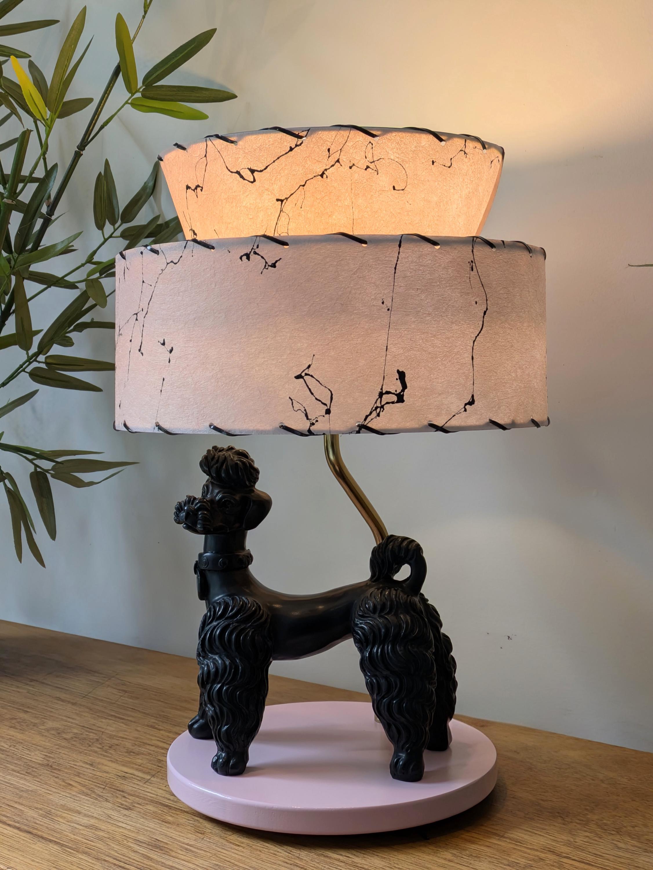 Adorable Black Poodle Lamp With Pink Fiberglass Mid Century Style ...