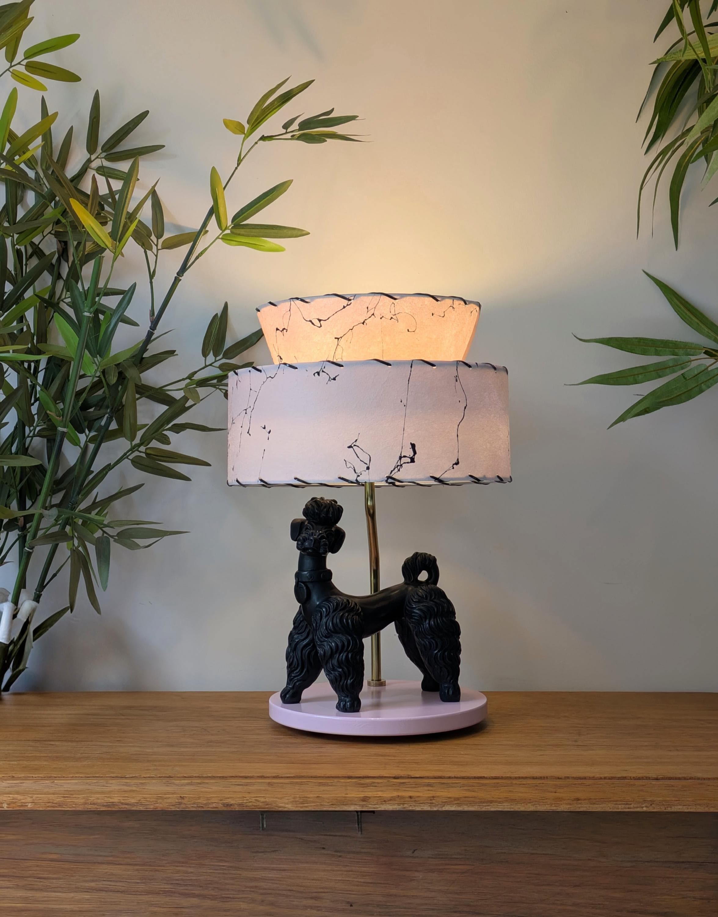 Adorable Black Poodle Lamp With Pink Fiberglass Mid Century Style ...
