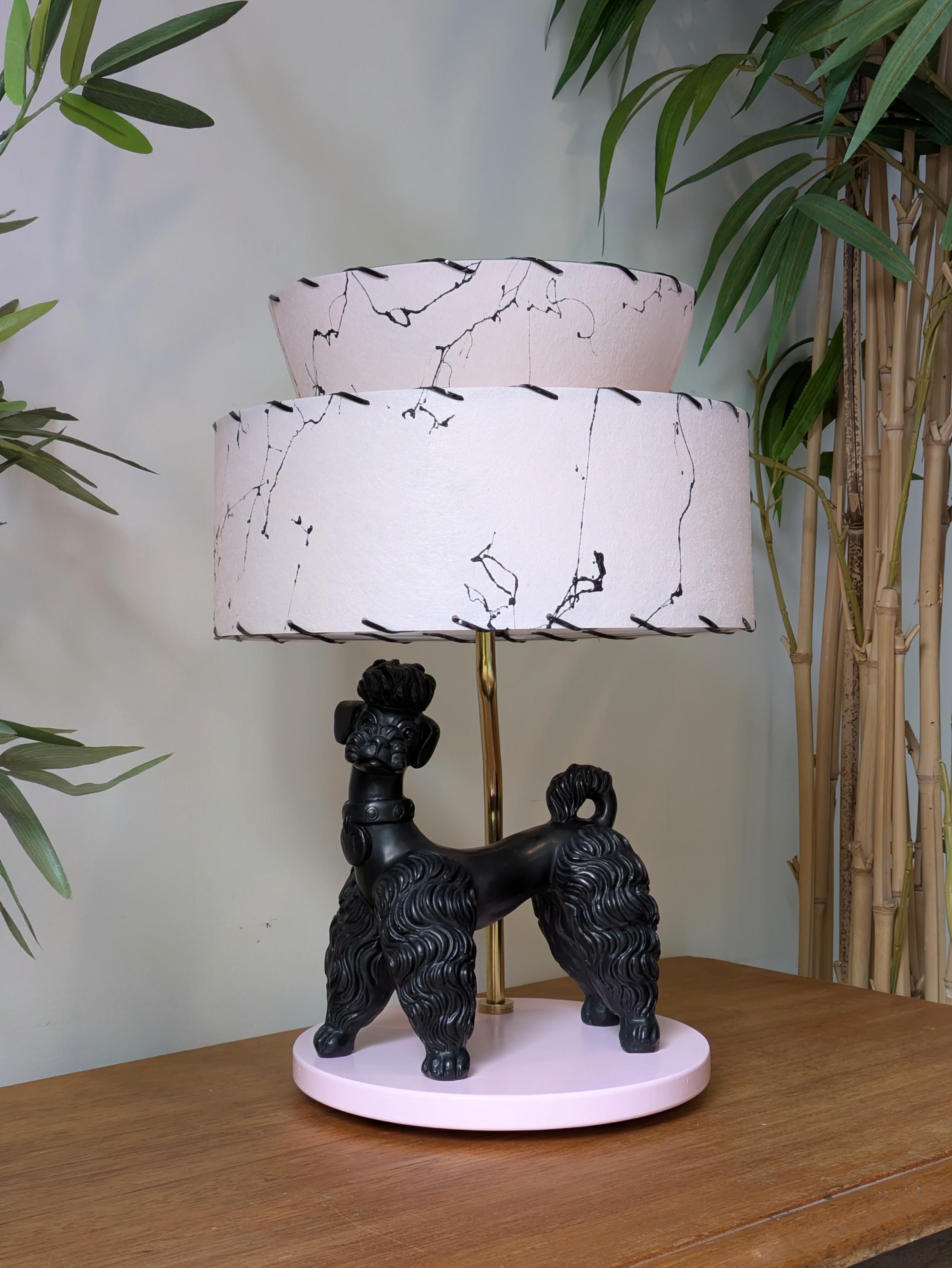 Adorable Black Poodle Lamp With Pink Fiberglass Mid Century Style ...