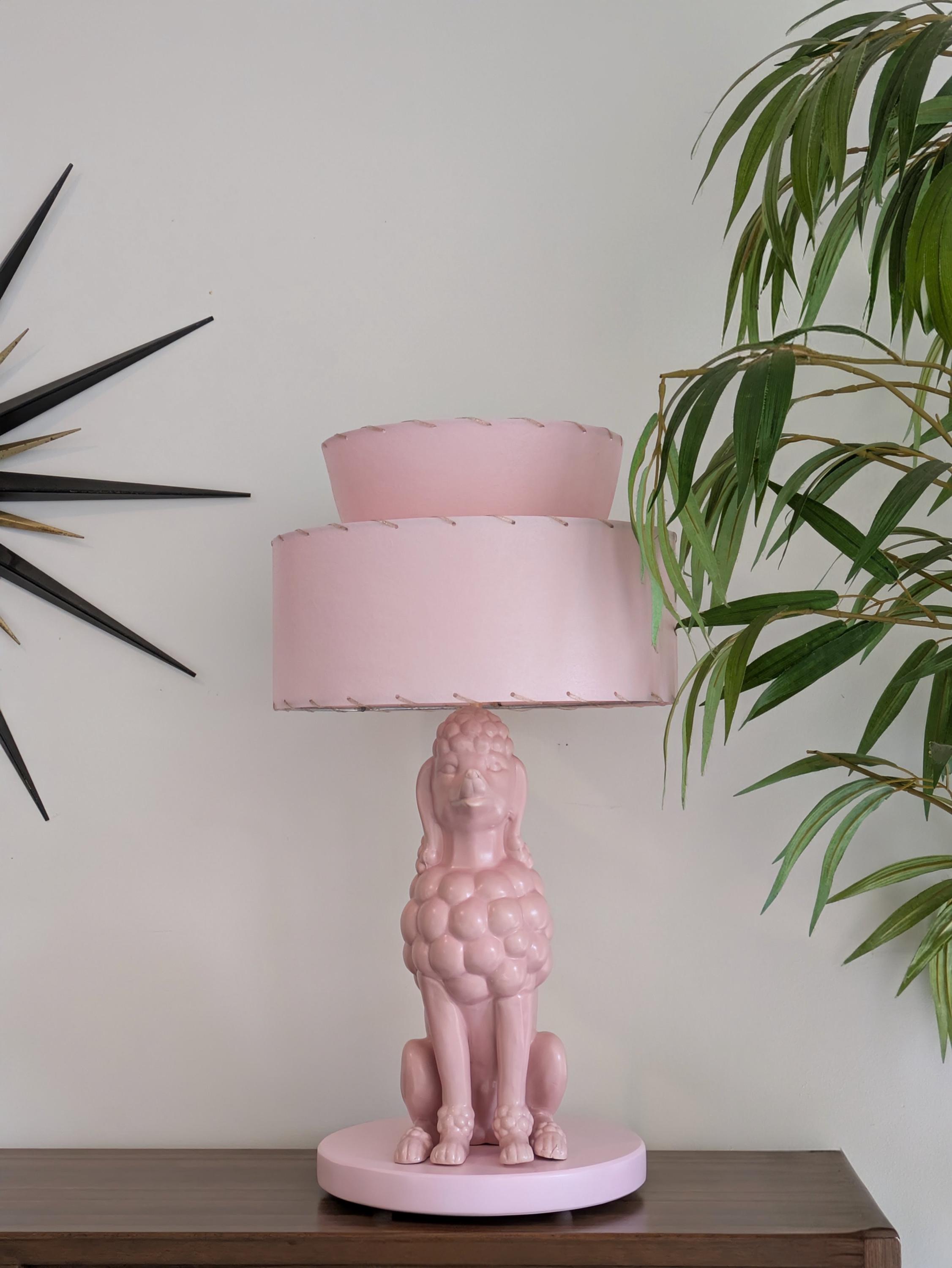 Pink Poodle Lamp With Pink Fiberglass Mid Century Style Tiered ...