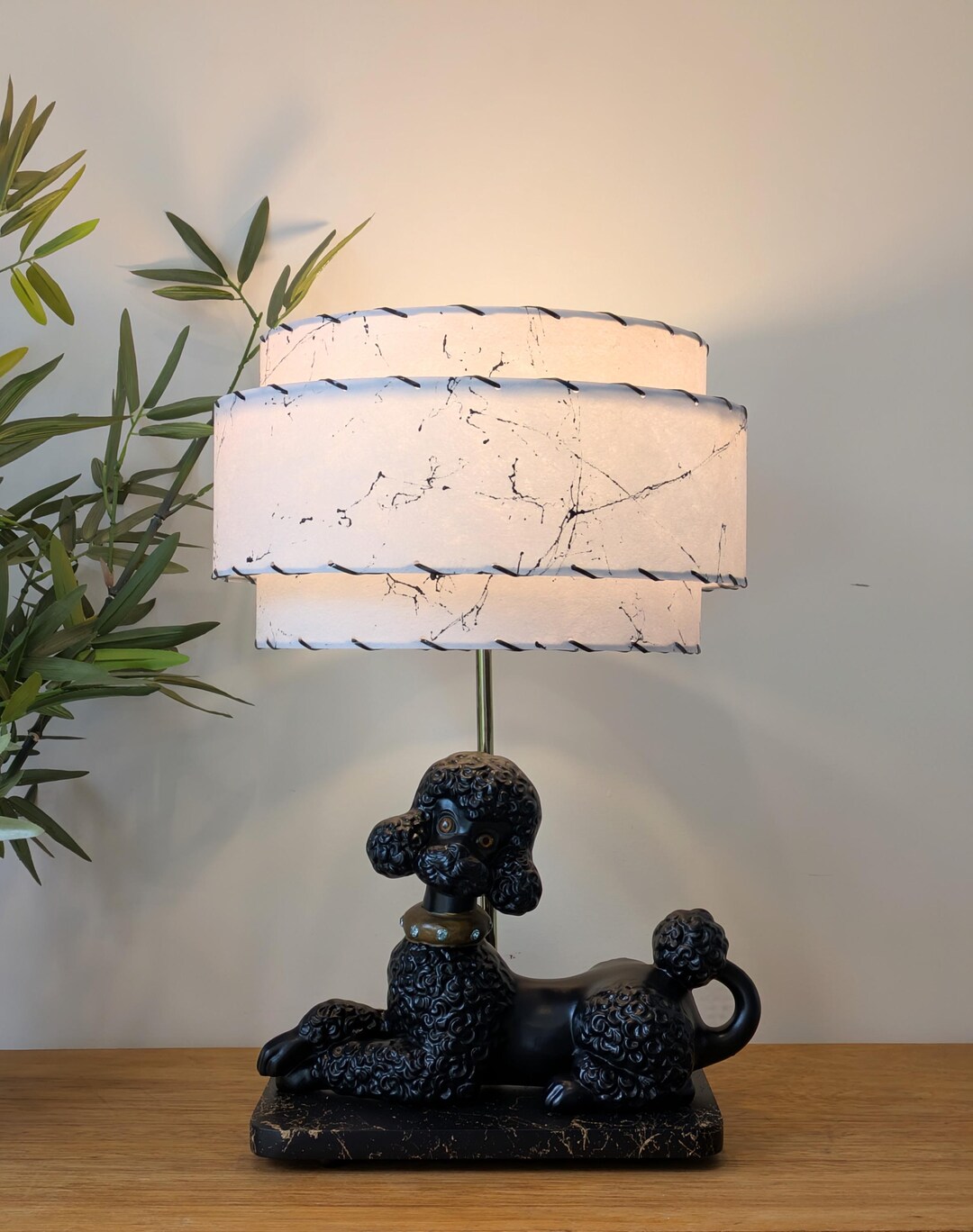 Adorable Vintage Black Poodle as a Lamp With Pale Pink Fiberglass Shade ...
