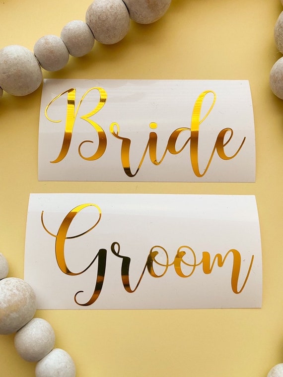 Bride and Groom Chrome Gold Vinyl Decal Stickers DIY Decals - Etsy