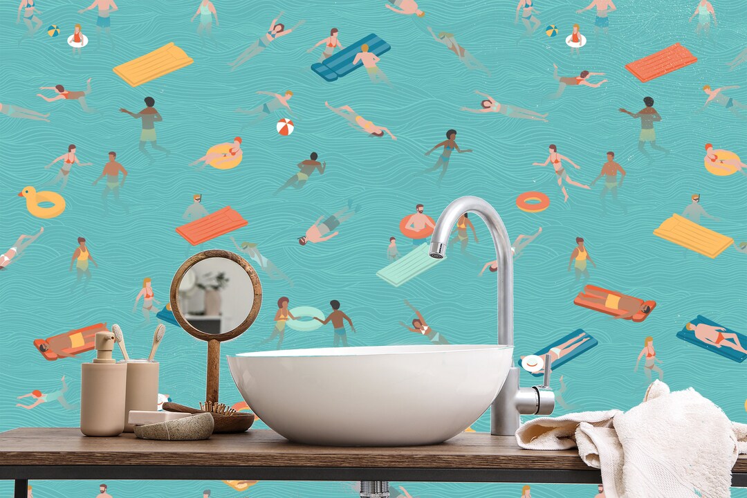 Swim Into Summer With This Blue Sea Swim Wallpaper Self Adhesive and ...