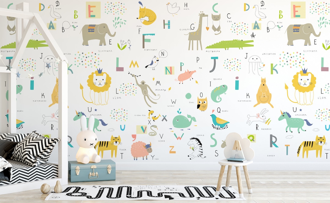 Alphabet Animals Peel and Stickcolorful Nursery Alphabet - Etsy
