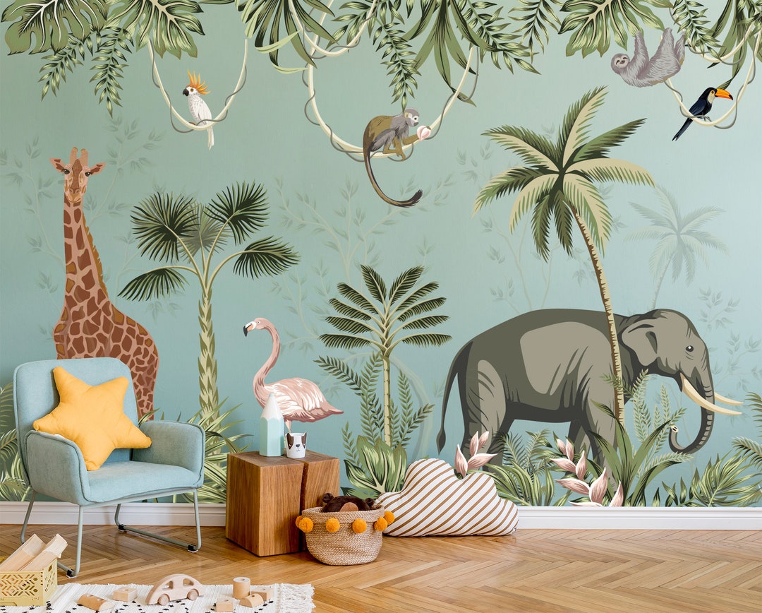Baby Animal Safari Jungle Wallpaper,baby Safari,baby Blue Wallpaper ...