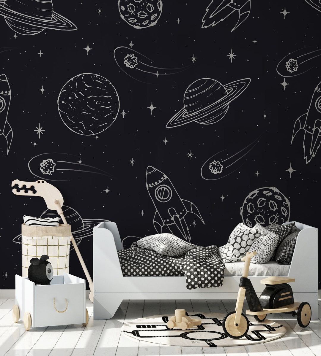 Feel the Depth of Space-children's Space Wallpaper With Planets and ...