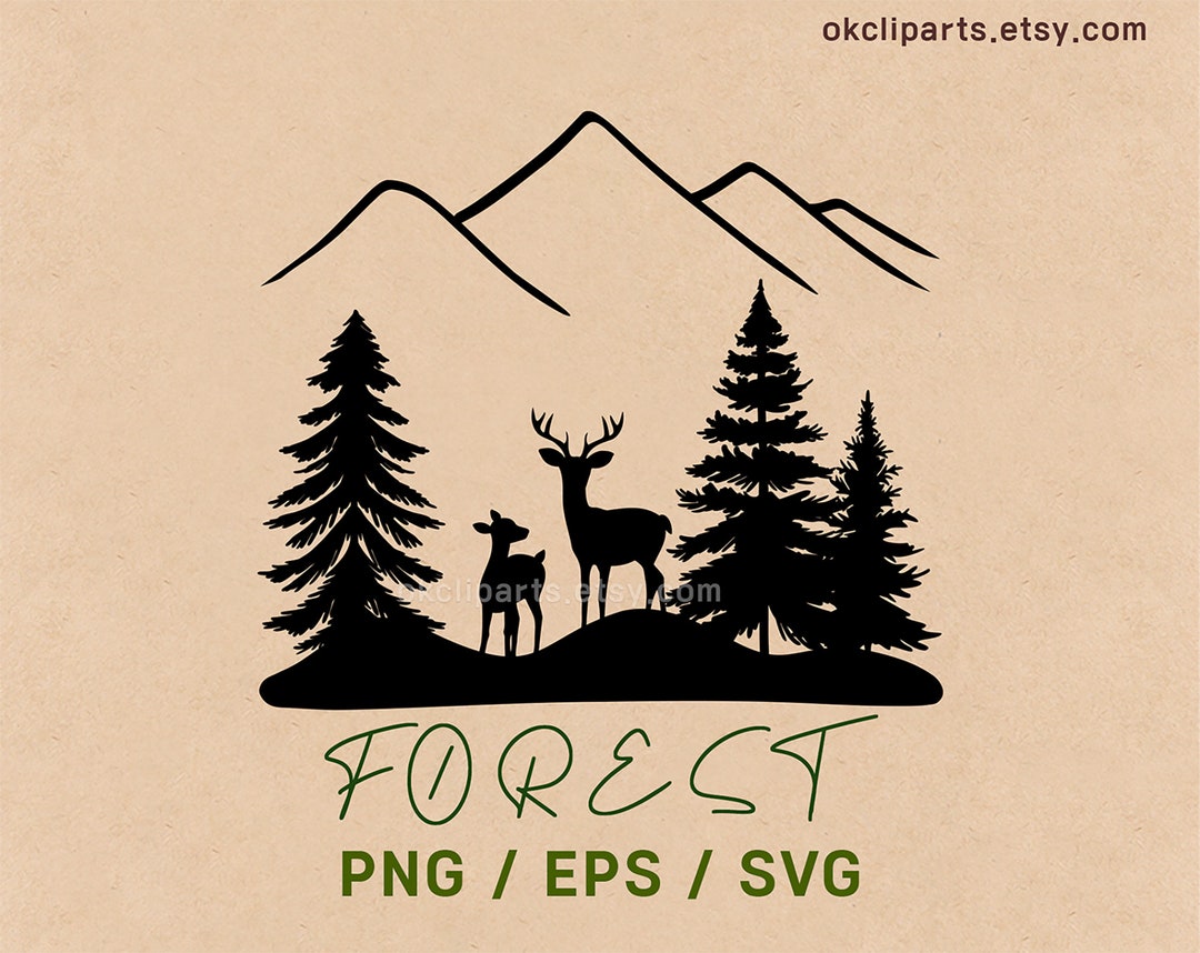 Forest svg Pine Tree svg Tree Line svg Deer svg Tree - Etsy Portugal