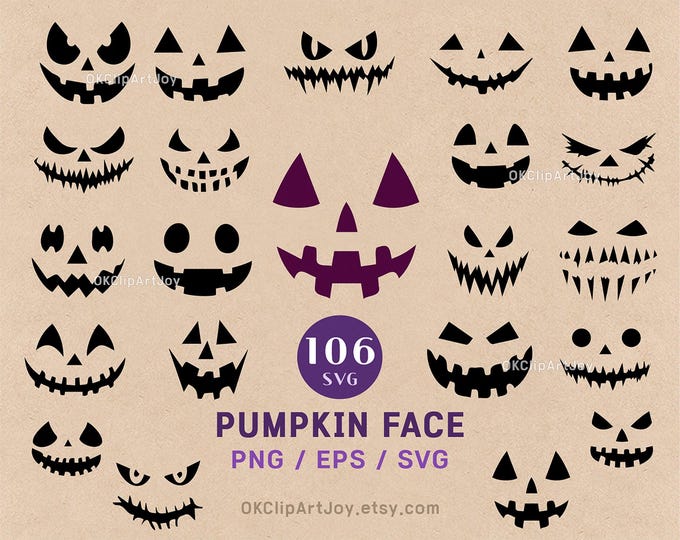 15 Halloween Pumpkin Svg| Horror Faces | Halloween Pumpkins Faces ...