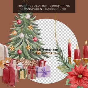 Boho Christmas Clipart, Watercolor Christmas, Stocking Clipart ...