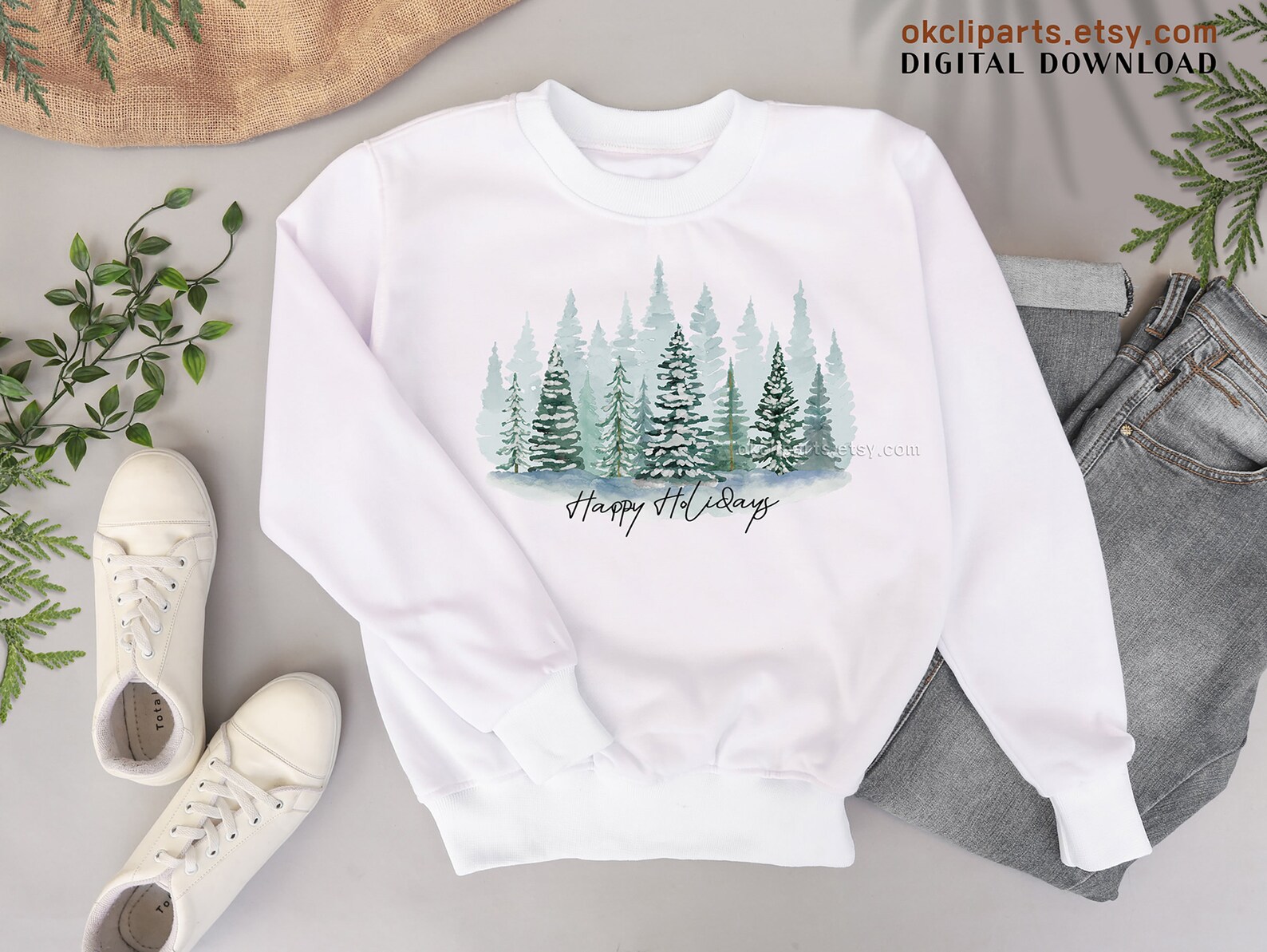 Christmas Tree Clipart Winter Clipart Watercolor Christmas - Etsy