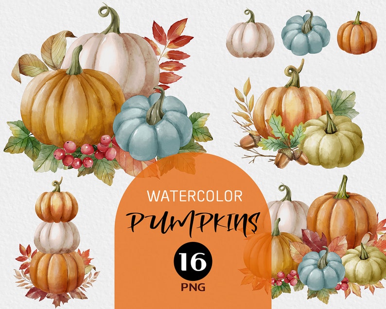 Watercolor Pumpkin Pumpkin Clipart Pumpkin Watercolor - Etsy