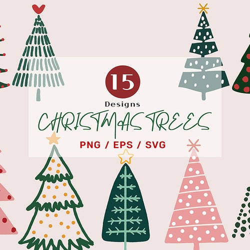 Boho Christmas Trees SVG Bundle Merry Christmas Trees PNG - Etsy