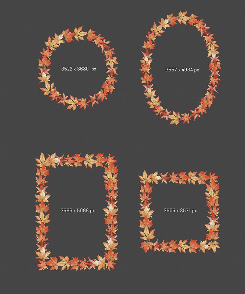 Watercolor Fall Leaf Clip Art Autumn Wreath Thanksgiving | Etsy