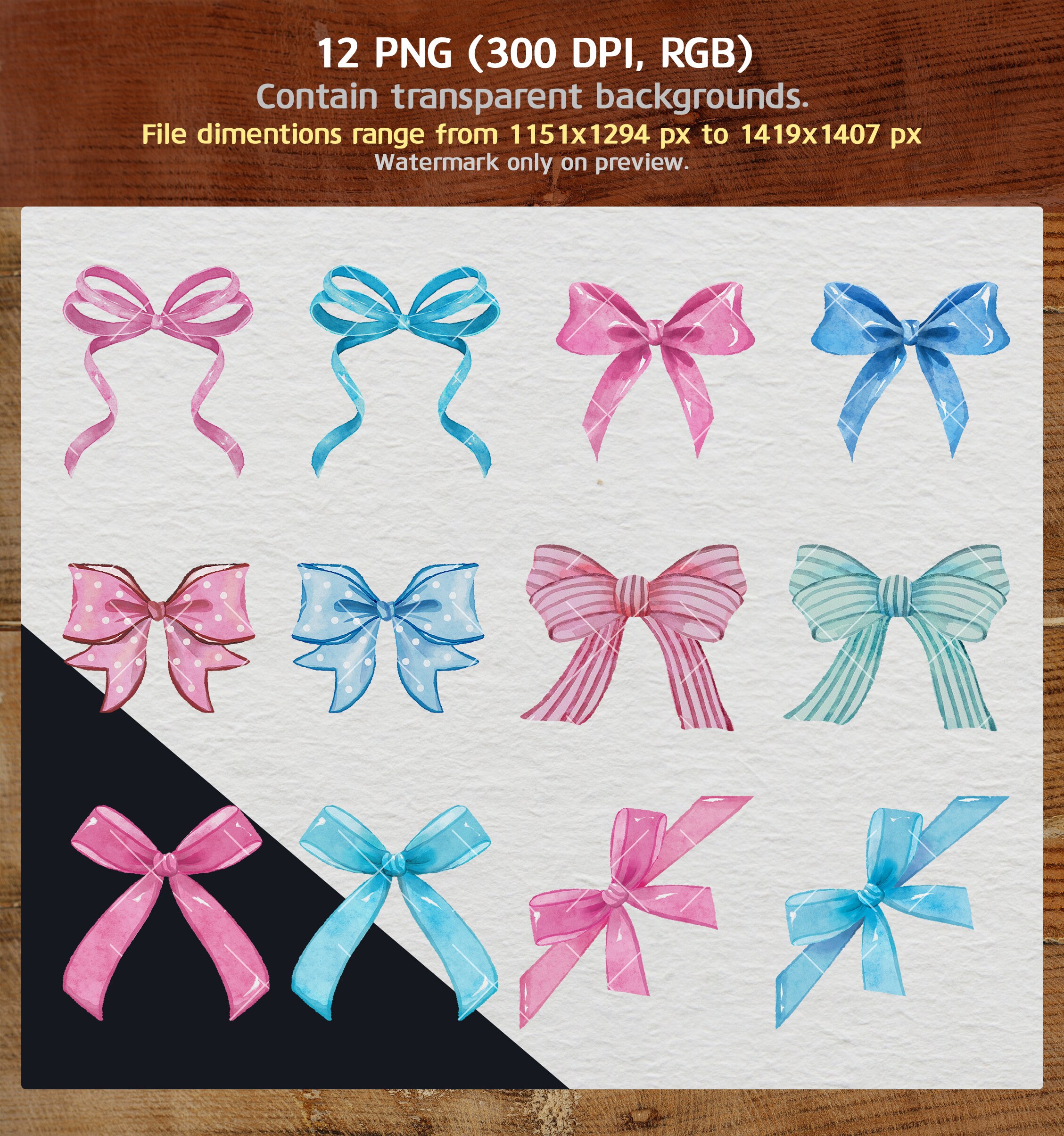 Watercolor Ribbon Clipart, Valentine Day Clipart, Birthday Clipart ...