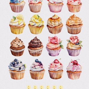 Watercolor Cupcake Clipart, Baking Clipart, Food Clipart, Dessert ...