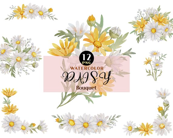 Daisy Clip Art Spring Floral PNG Floral Bouquet Wild Flower - Etsy