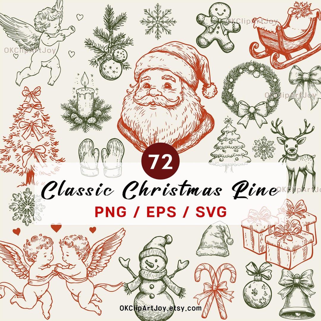 Christmas Doodles SVG Bundle: Holiday Clipart (72 Files) - Etsy