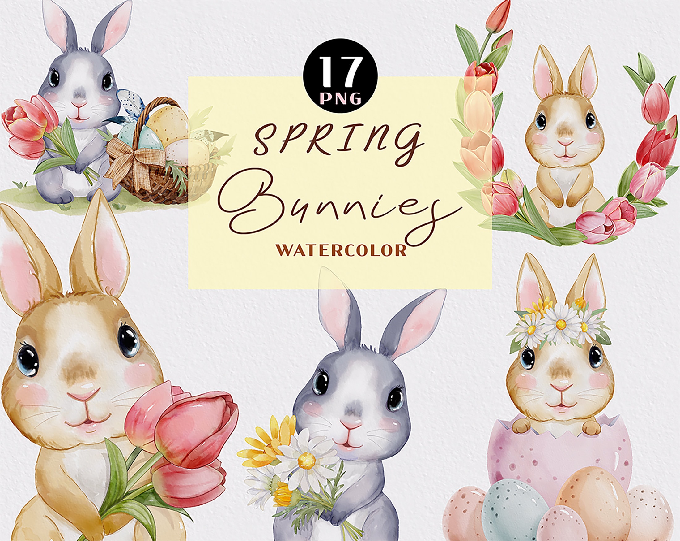 Watercolor Bunny Clipart Easter Clip Art Rabbit Watercolor - Etsy