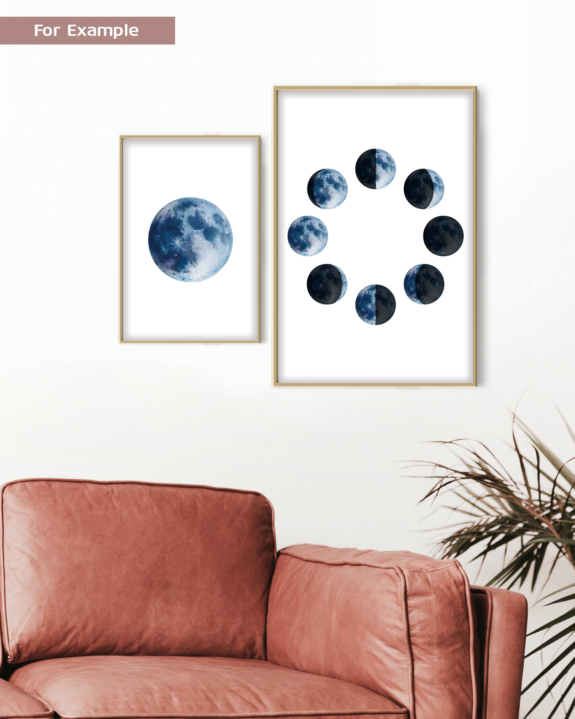 Watercolor Moon Phases, Lunar Chart Clip Art, Moon Art, Digital ...