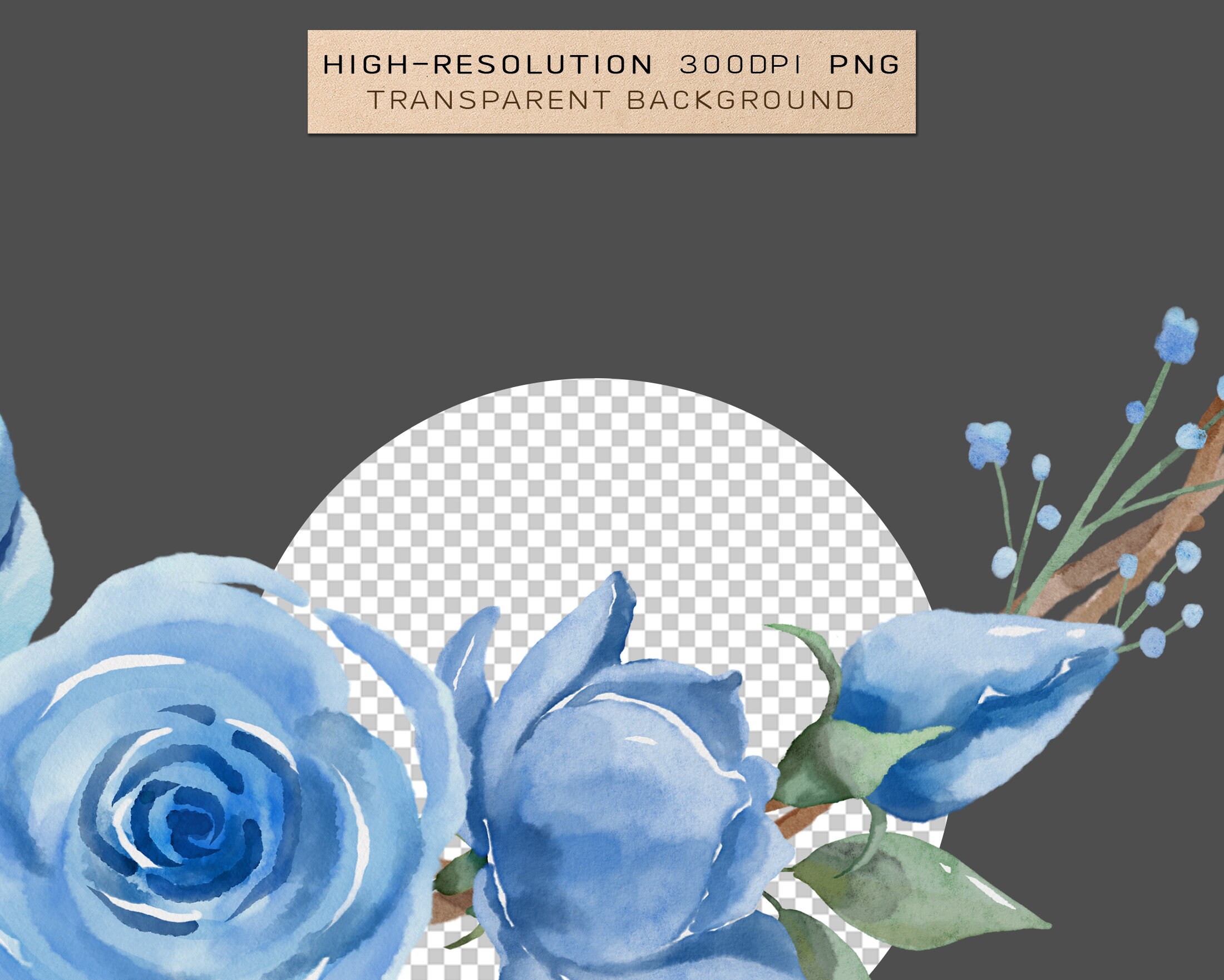 Floral Frames Blue Watercolor Floral Clipart Frames Borders Round ...